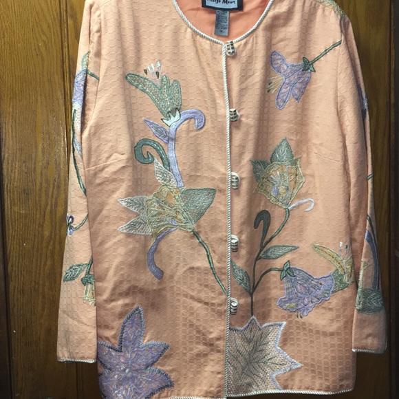 indigo moon | Jackets & Coats | Indigo Moon Womens Peach Embroidered ...